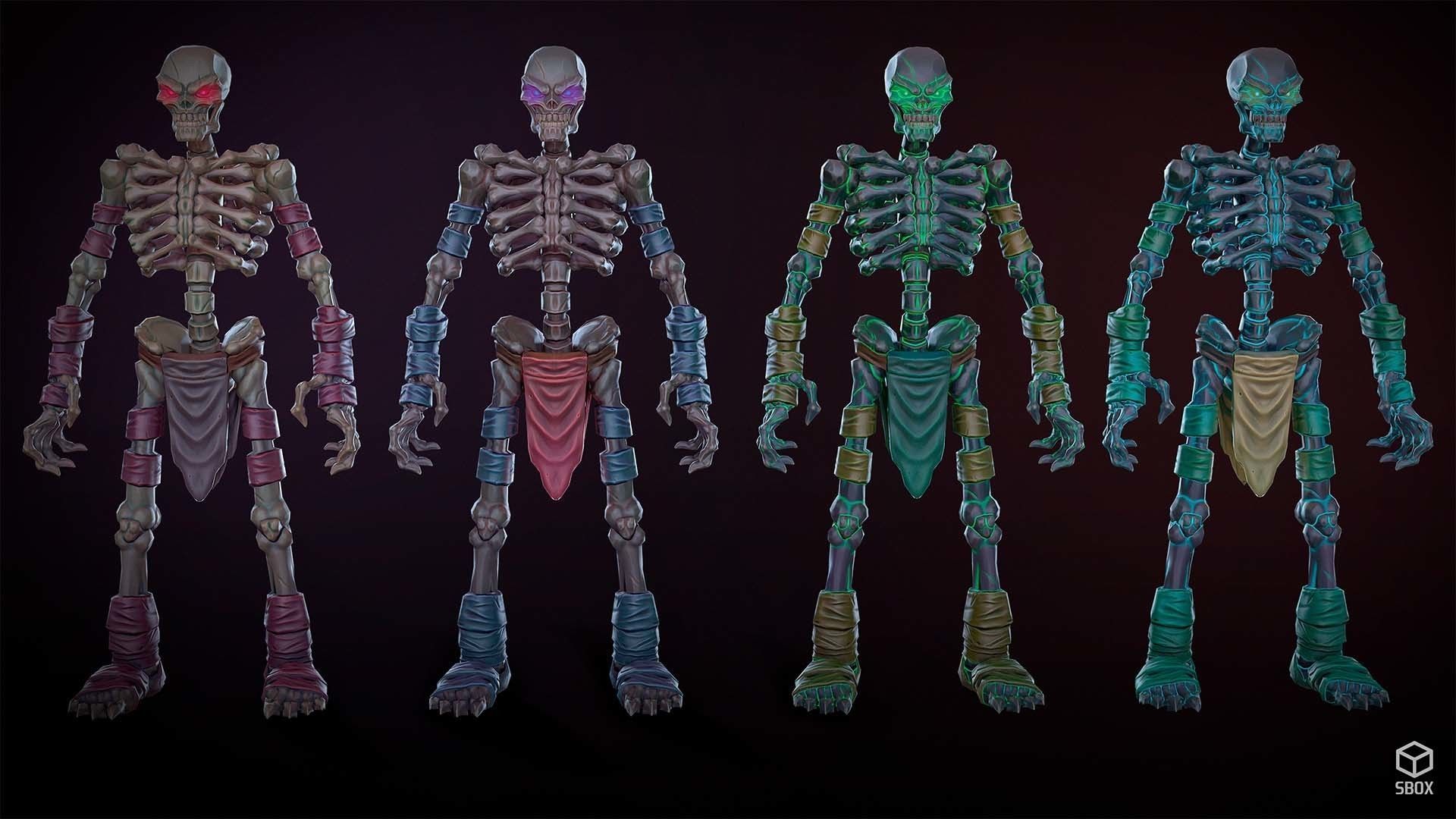3D model Low-poly game ready models of the characters SkeletonsPack1 VR ...