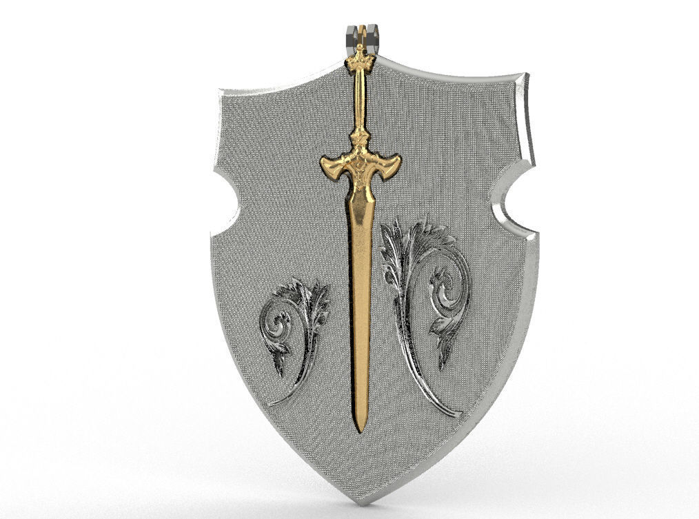 Shield and Sword pendant 3D model | CGTrader