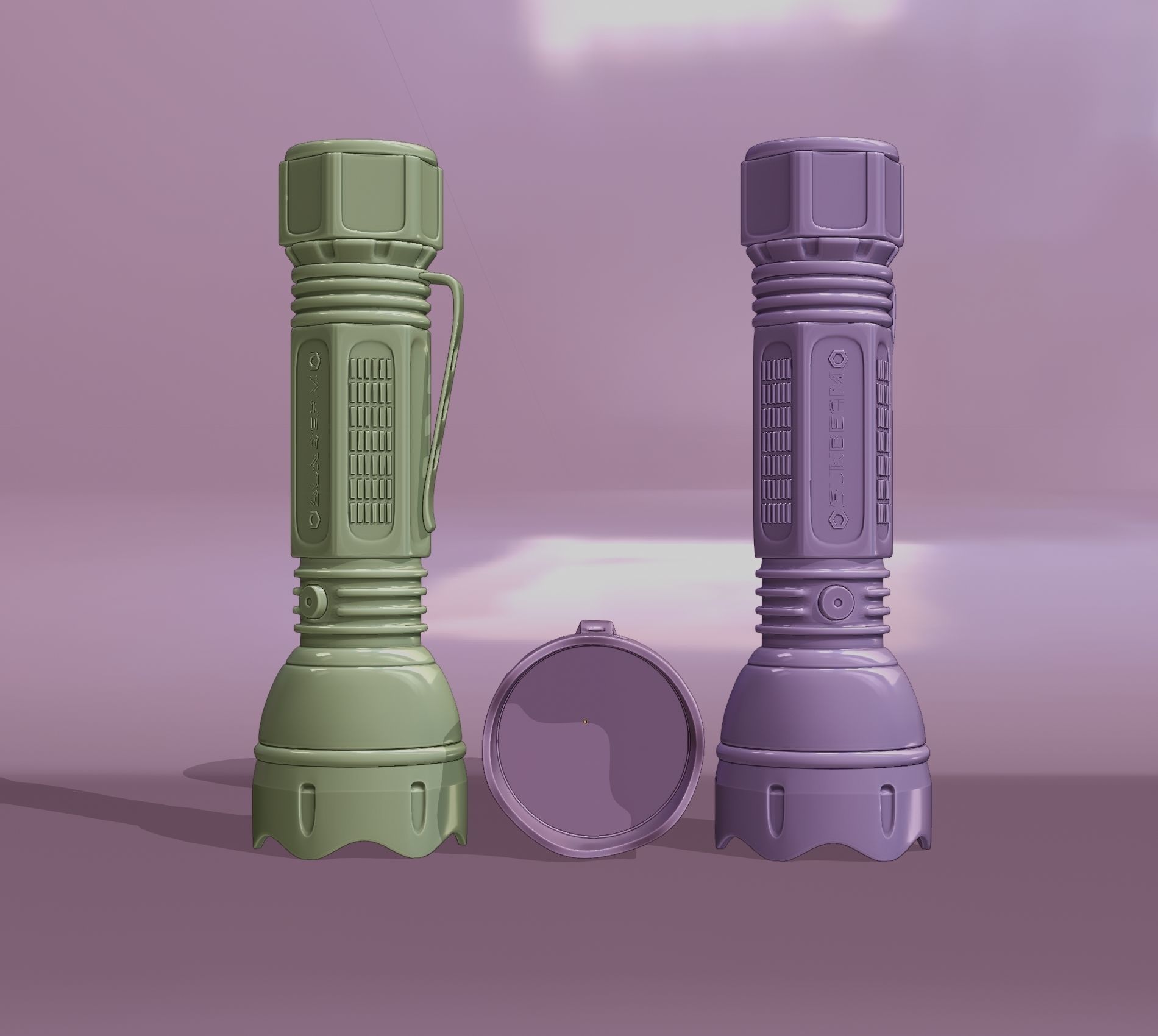 Multicolored hand held plastic flashlights 3D model | CGTrader