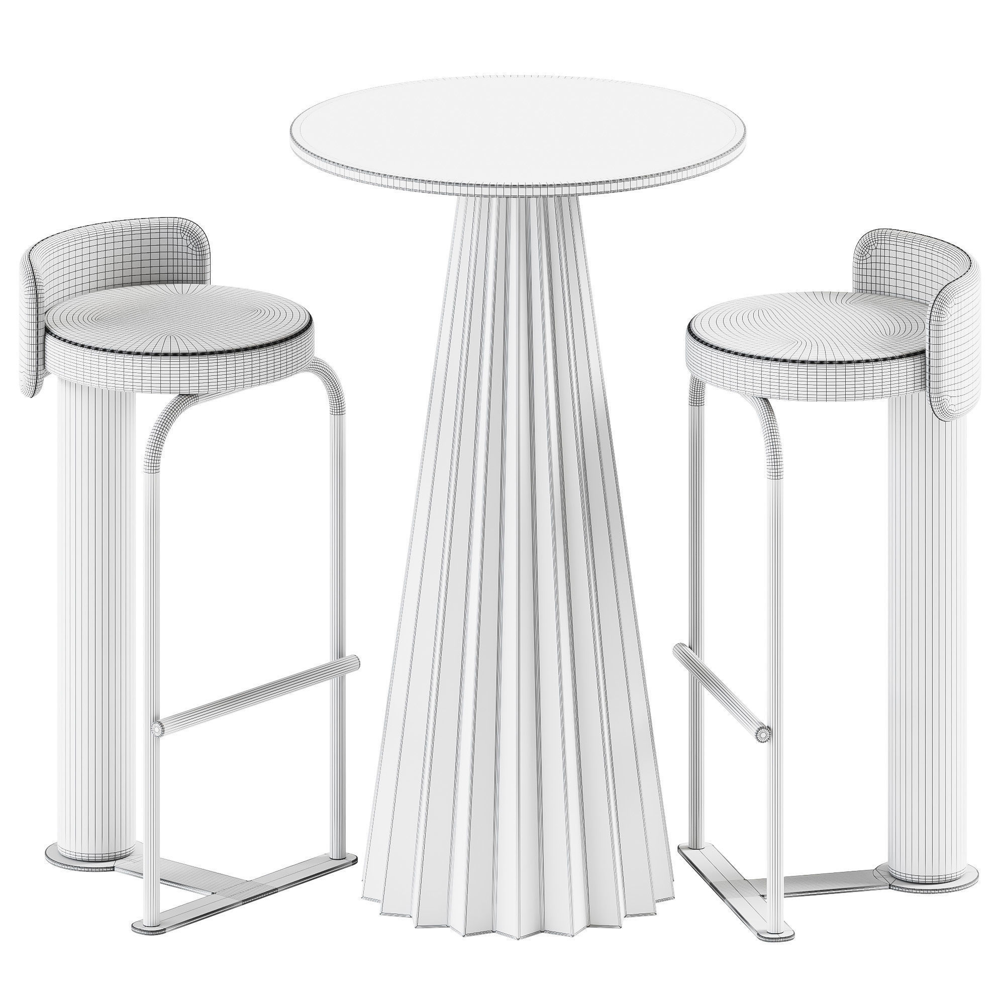 PLISSE High Table and Fox Counter Bar stool by Woo furniture 3D model ...