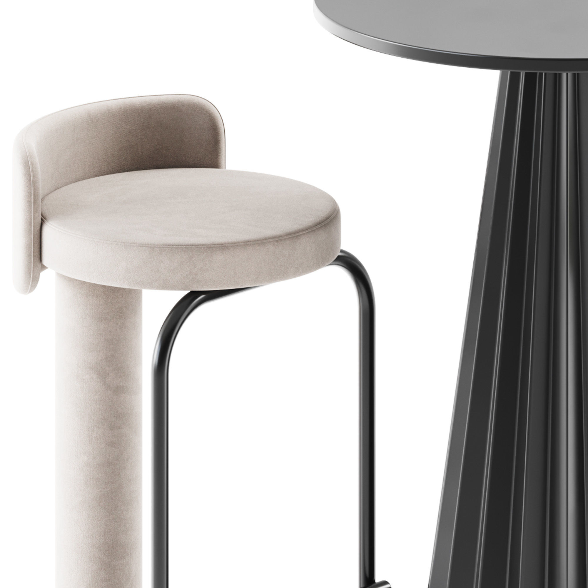 PLISSE High Table and Fox Counter Bar stool by Woo furniture 3D model ...