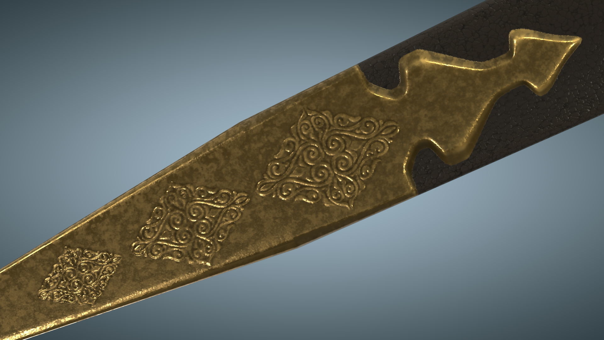 3D model Unique Caucasian dagger Qama or Cossack dagger VR / AR / low ...