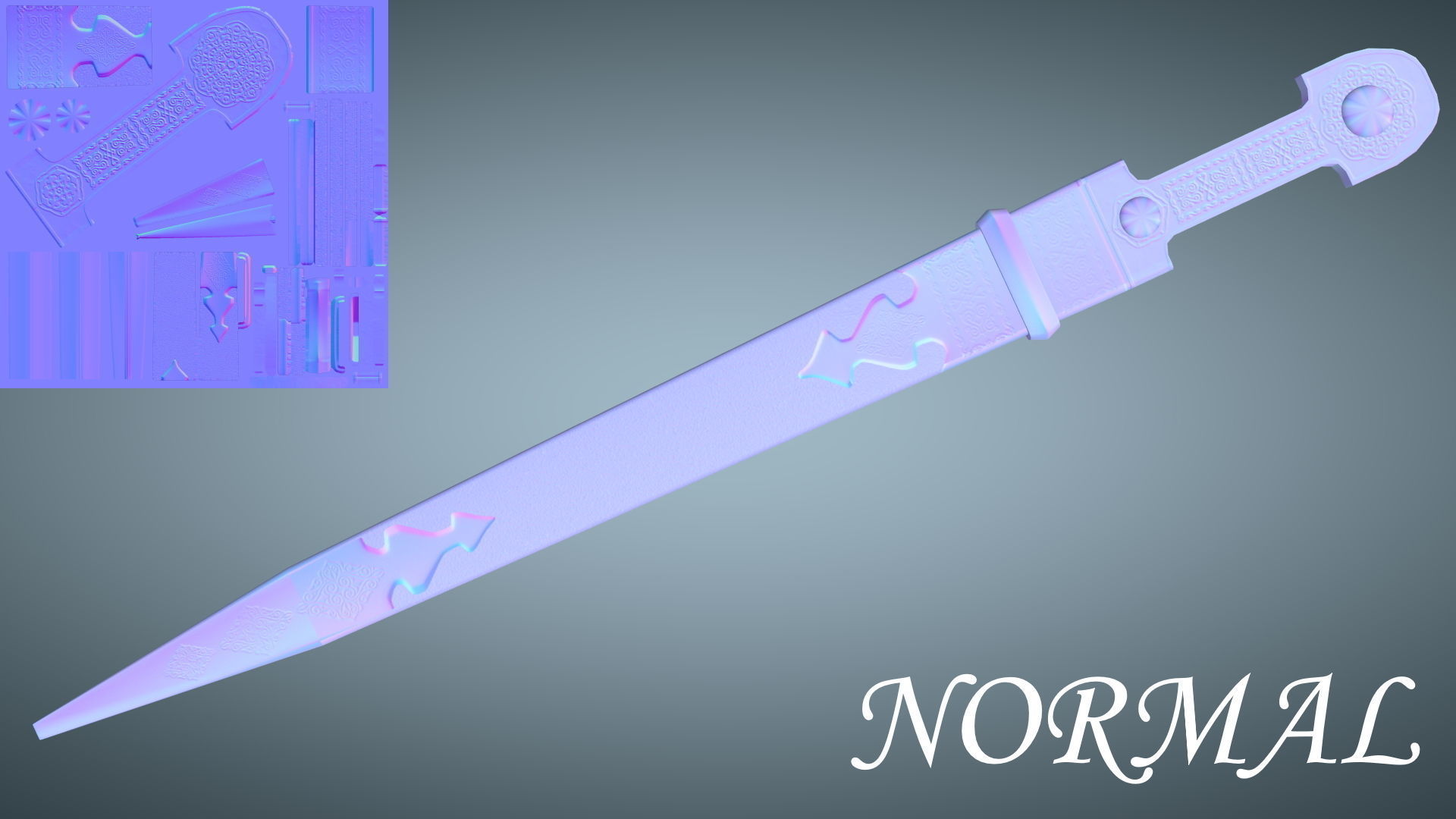 3D model Unique Caucasian dagger Qama or Cossack dagger VR / AR / low ...