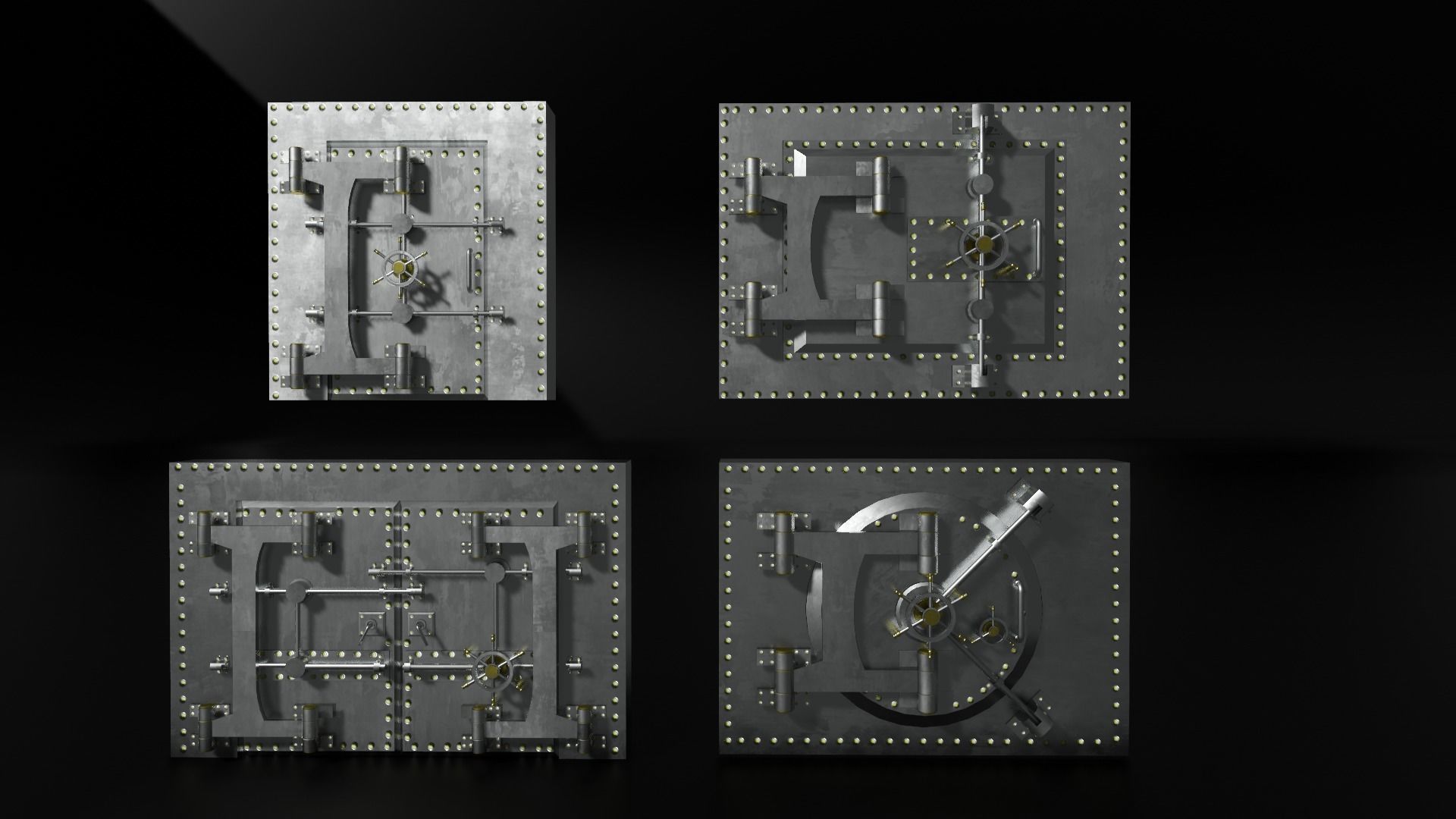 3D model Reinforced Vault Door Set VR / AR / low-poly | CGTrader