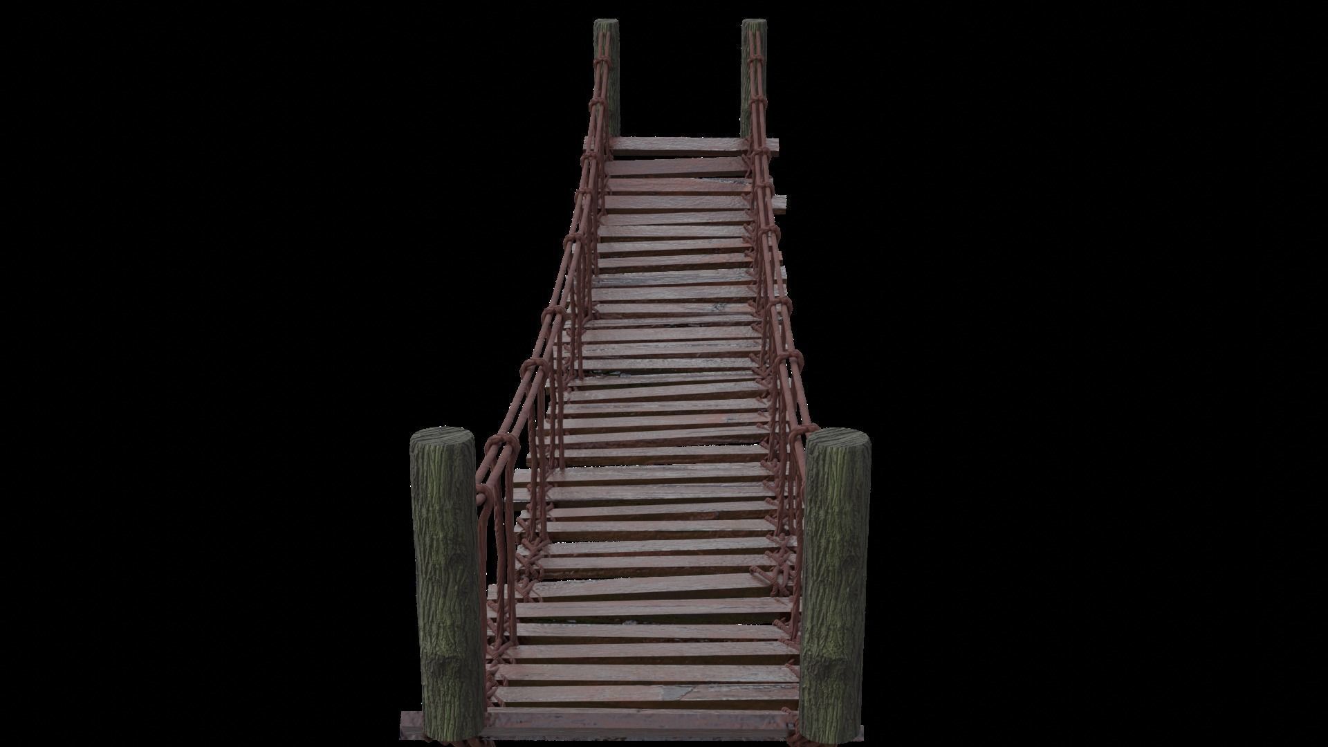 LowPoly Rustic Wooden Rope Bridge free VR / AR / low-poly 3D model ...
