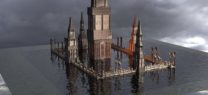 Huge Drake Fort Tower Kitbash Centre 3D model | CGTrader