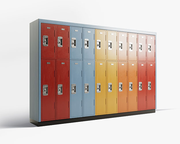 School Locker Bank 3D model | CGTrader
