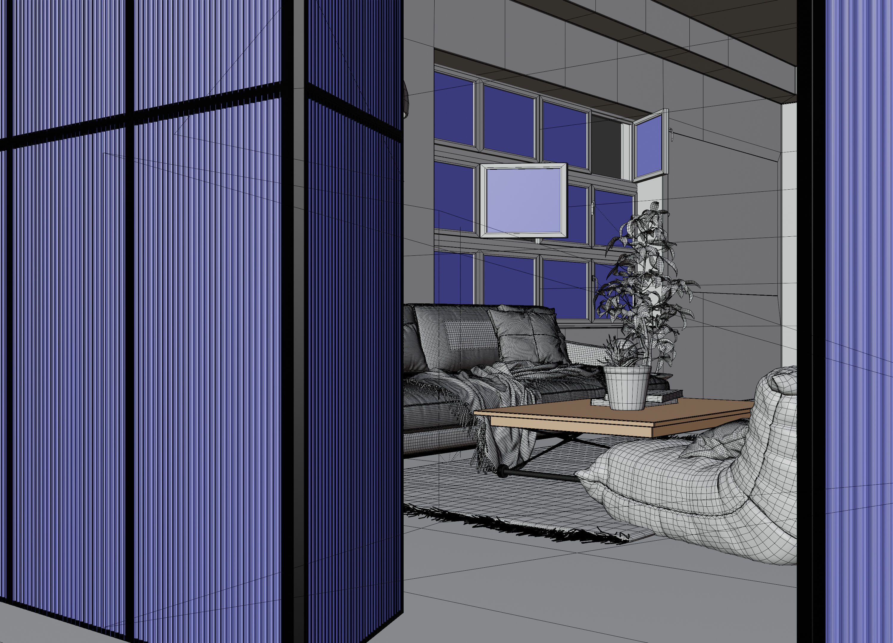 Living room with Bedroom scene in native blend file 3D model | CGTrader
