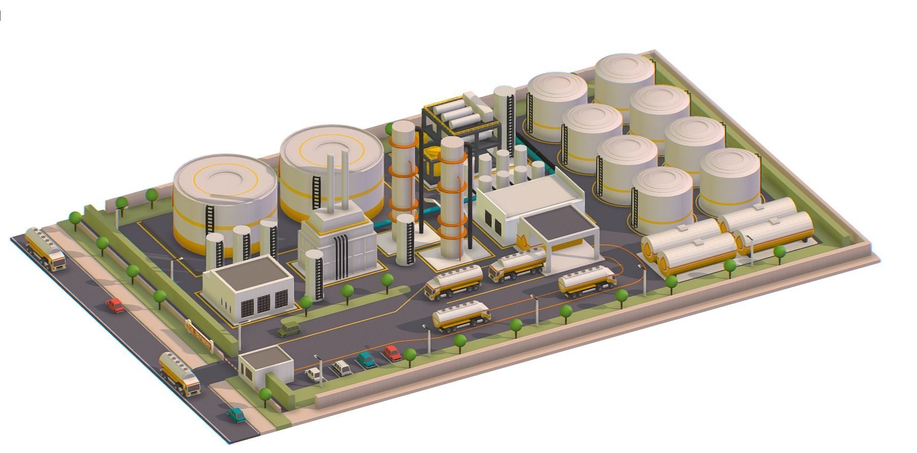 3D model Isometric Oil Processing Plant Complex Crude VR / AR / low ...