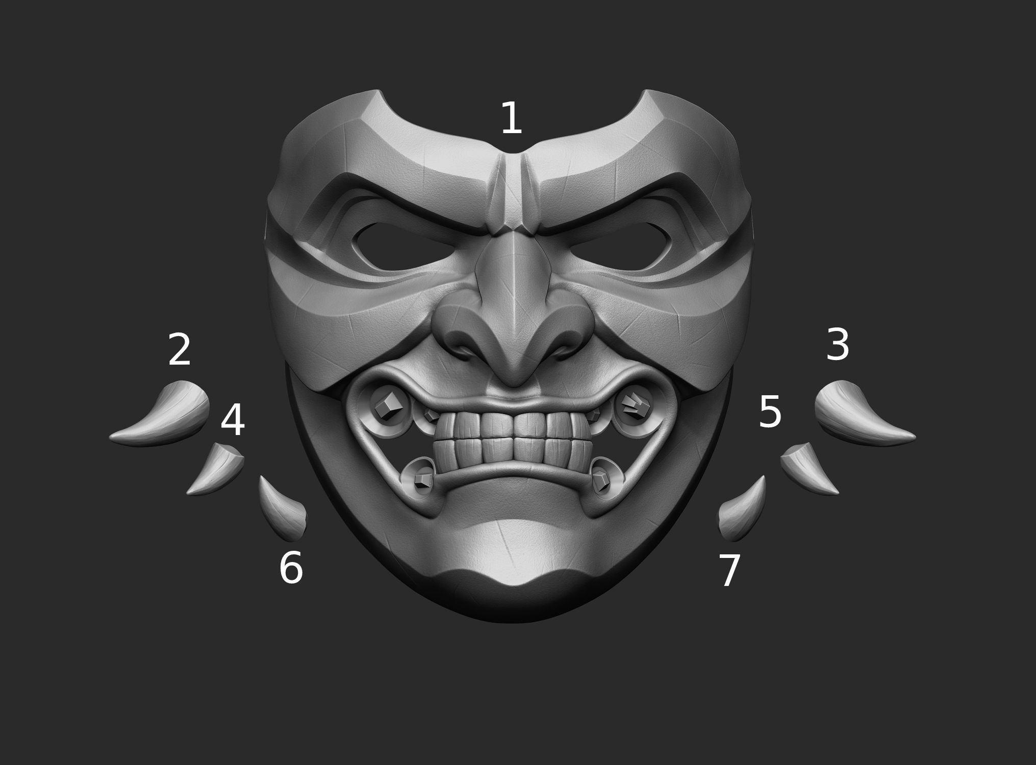 Menpo Samurai Mask 3D model 3D printable | CGTrader