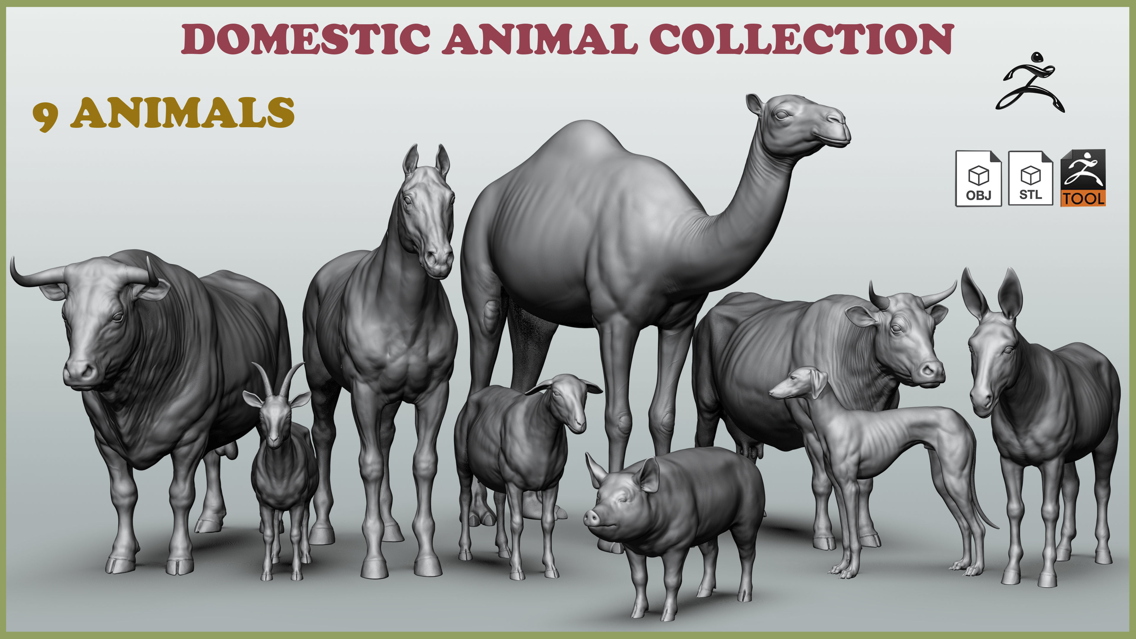 Domestic animal collection 3D model | CGTrader