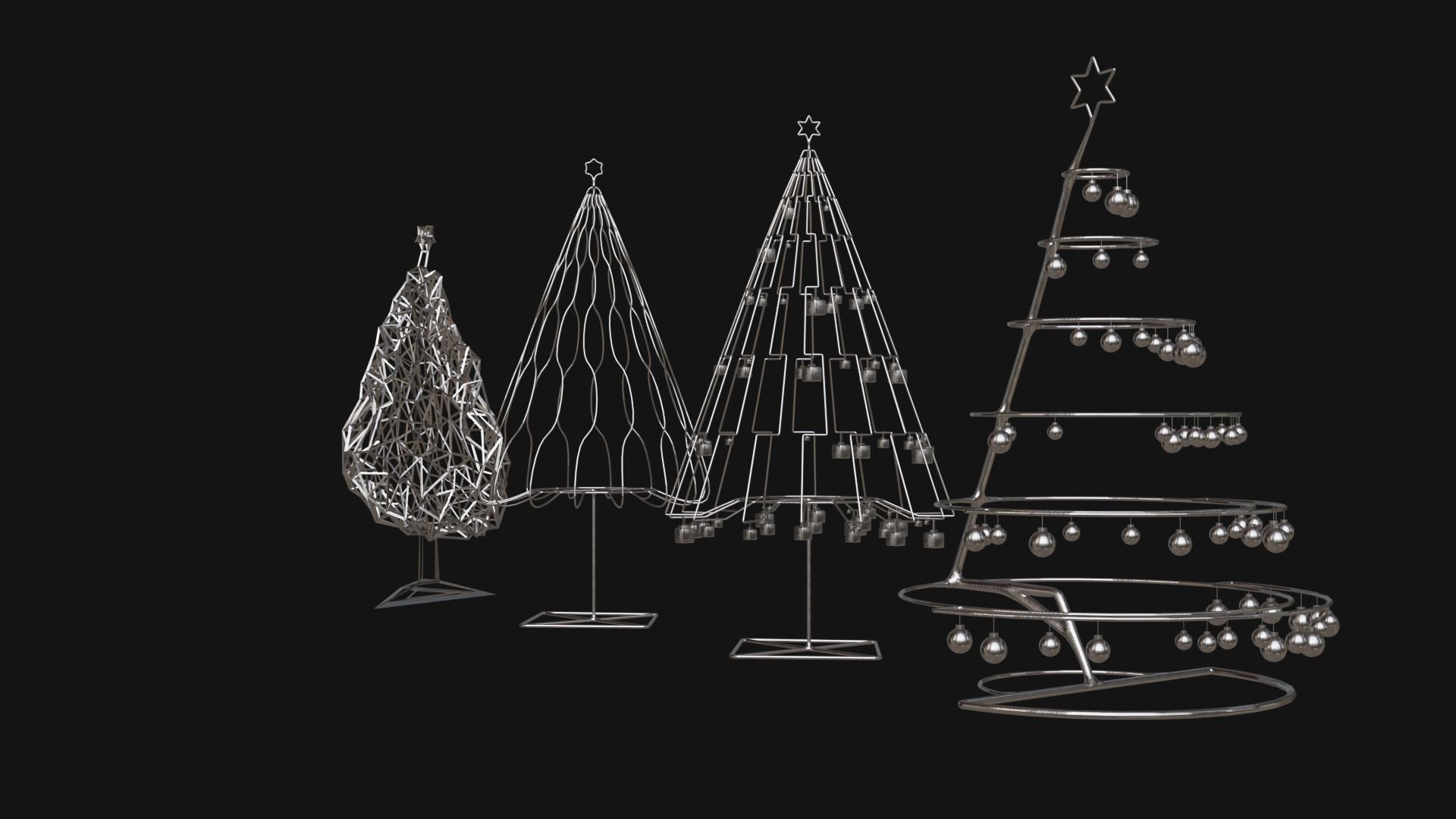 Christmas tree stainless steel sculptures 3D model | CGTrader