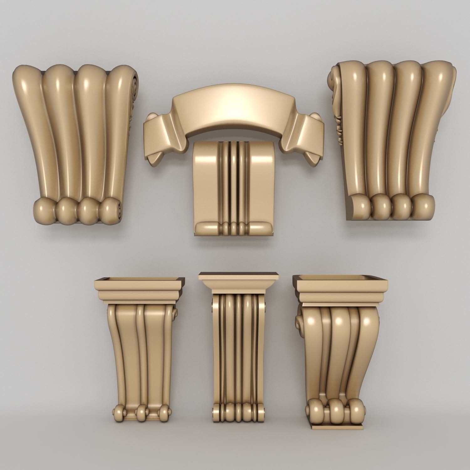 column-bracket ornate gold vase 3D model | CGTrader