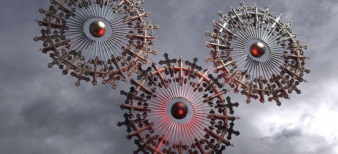 Golden Angel Vortex Ring Sculptures 3D model | CGTrader