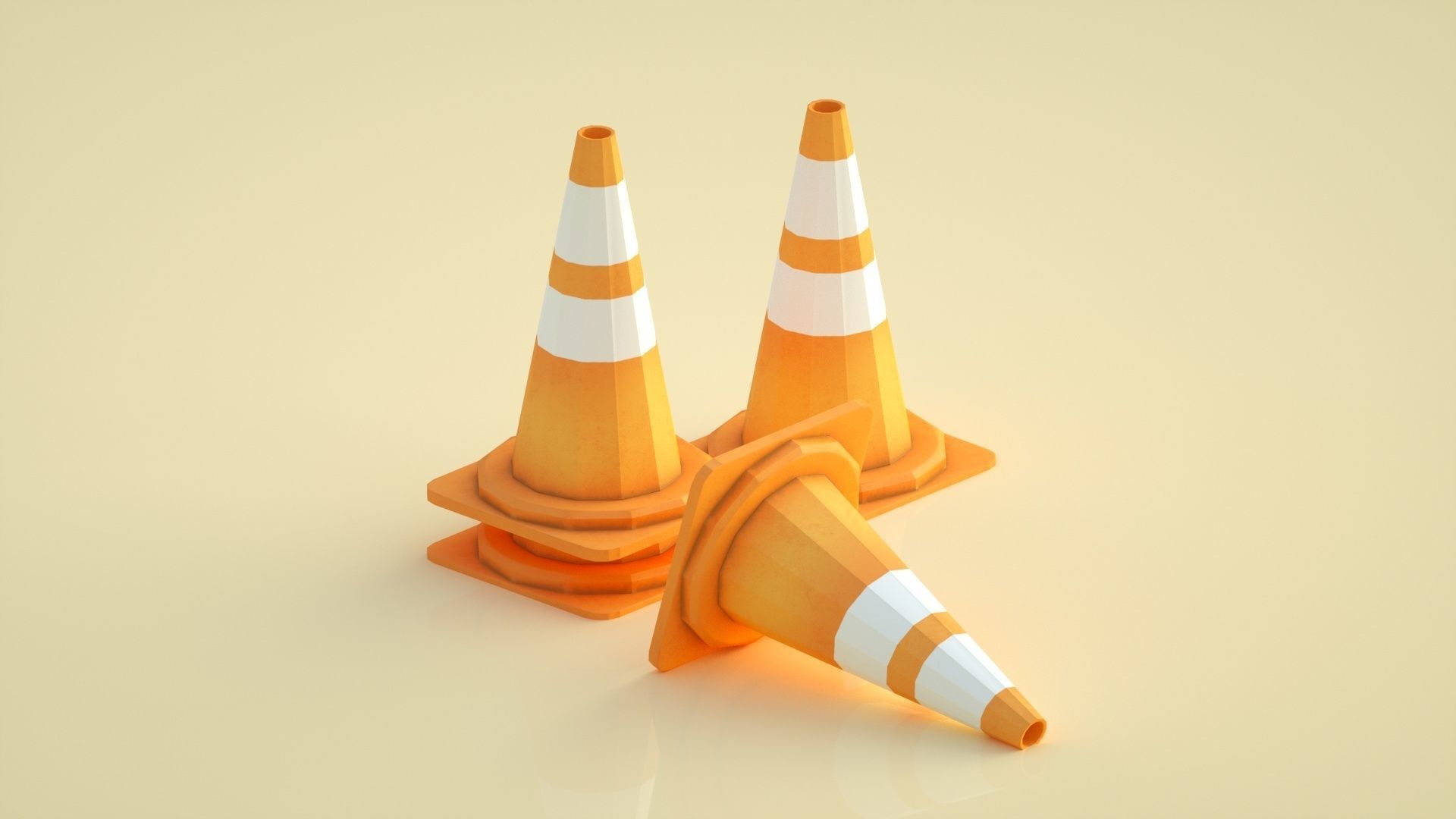 Car tripod warning sign telescopic road cone folding 3D model | CGTrader