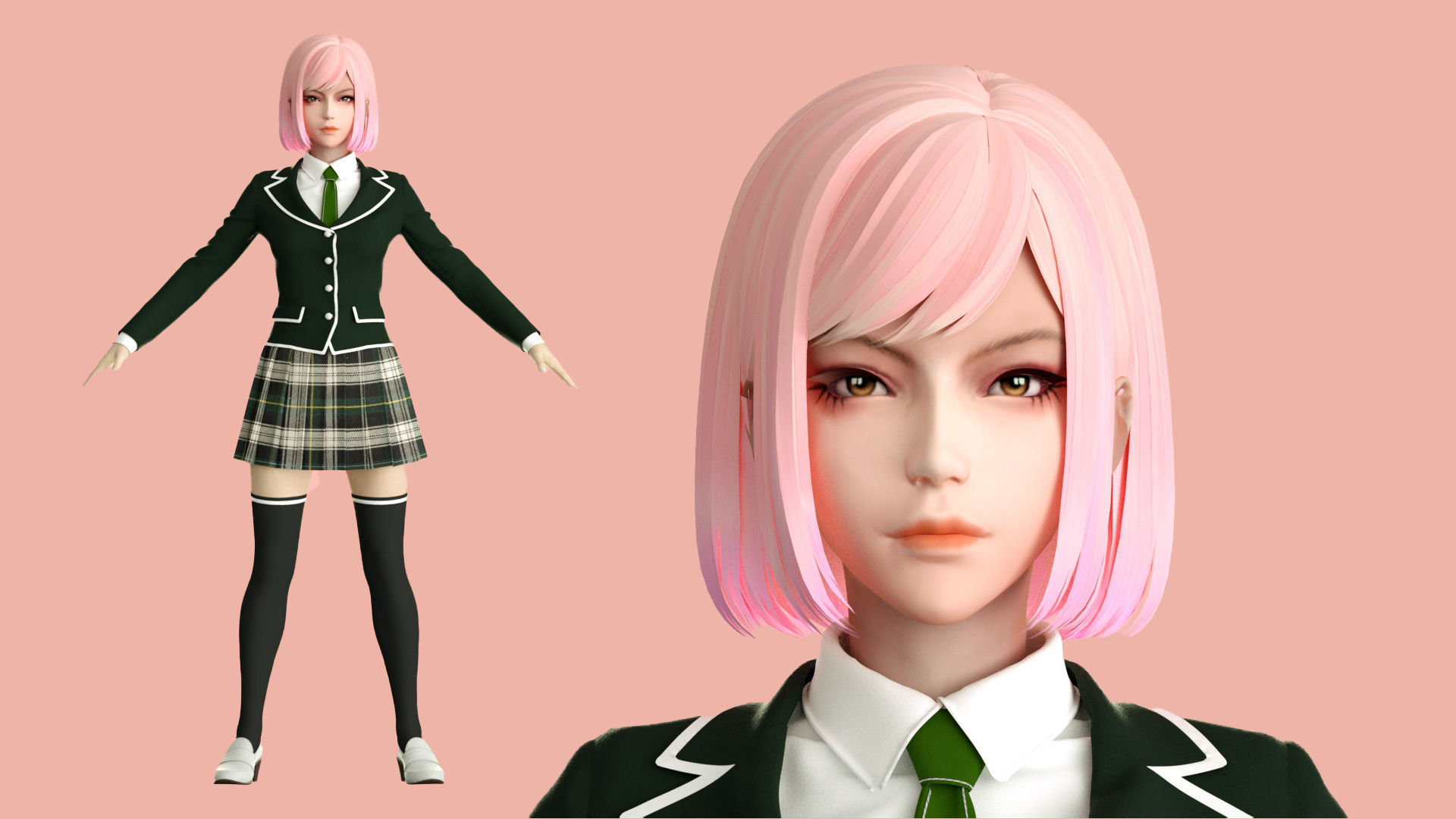jk girl high school girl cool girl 3D model | CGTrader