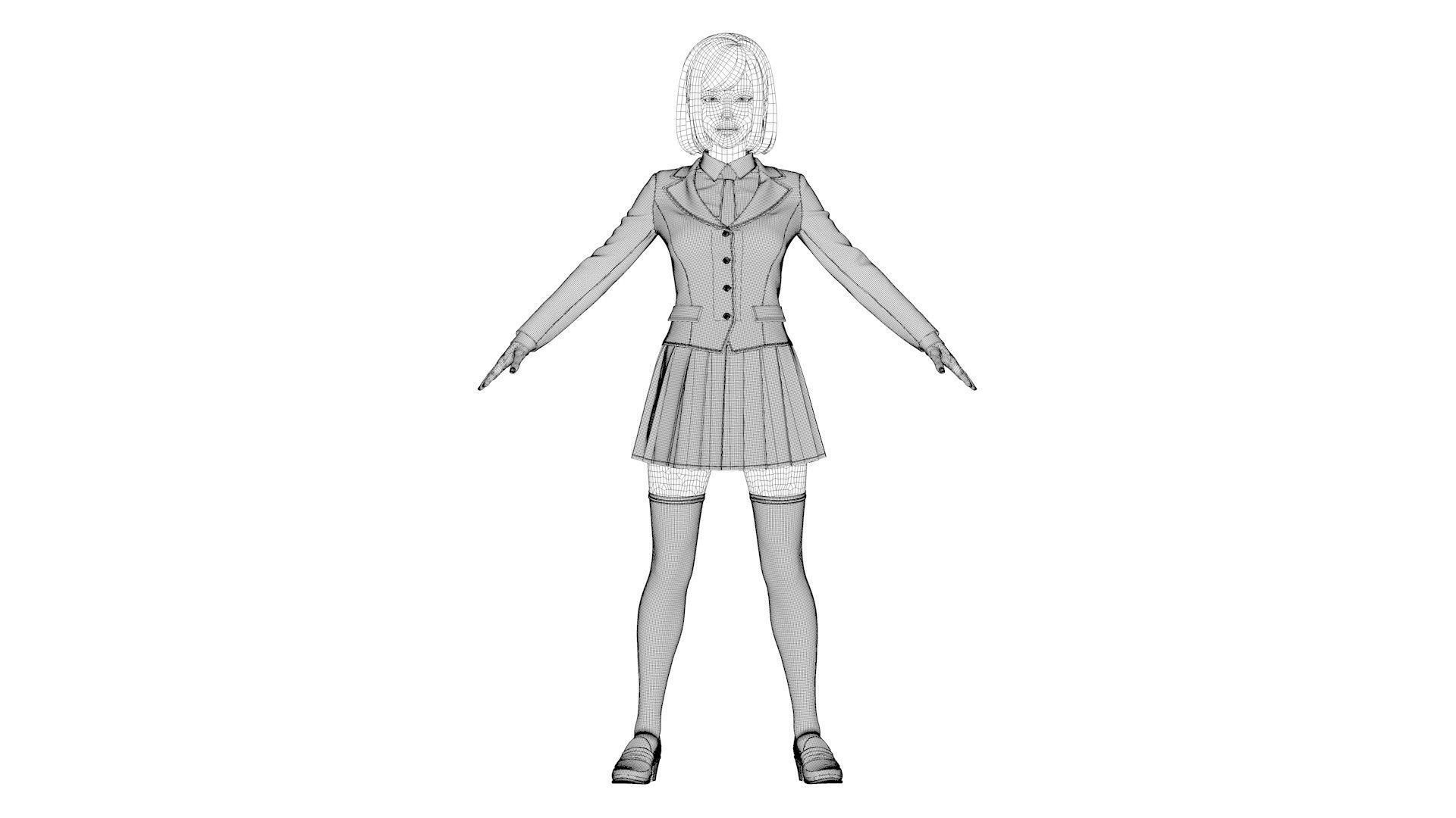 jk girl high school girl cool girl 3D model | CGTrader