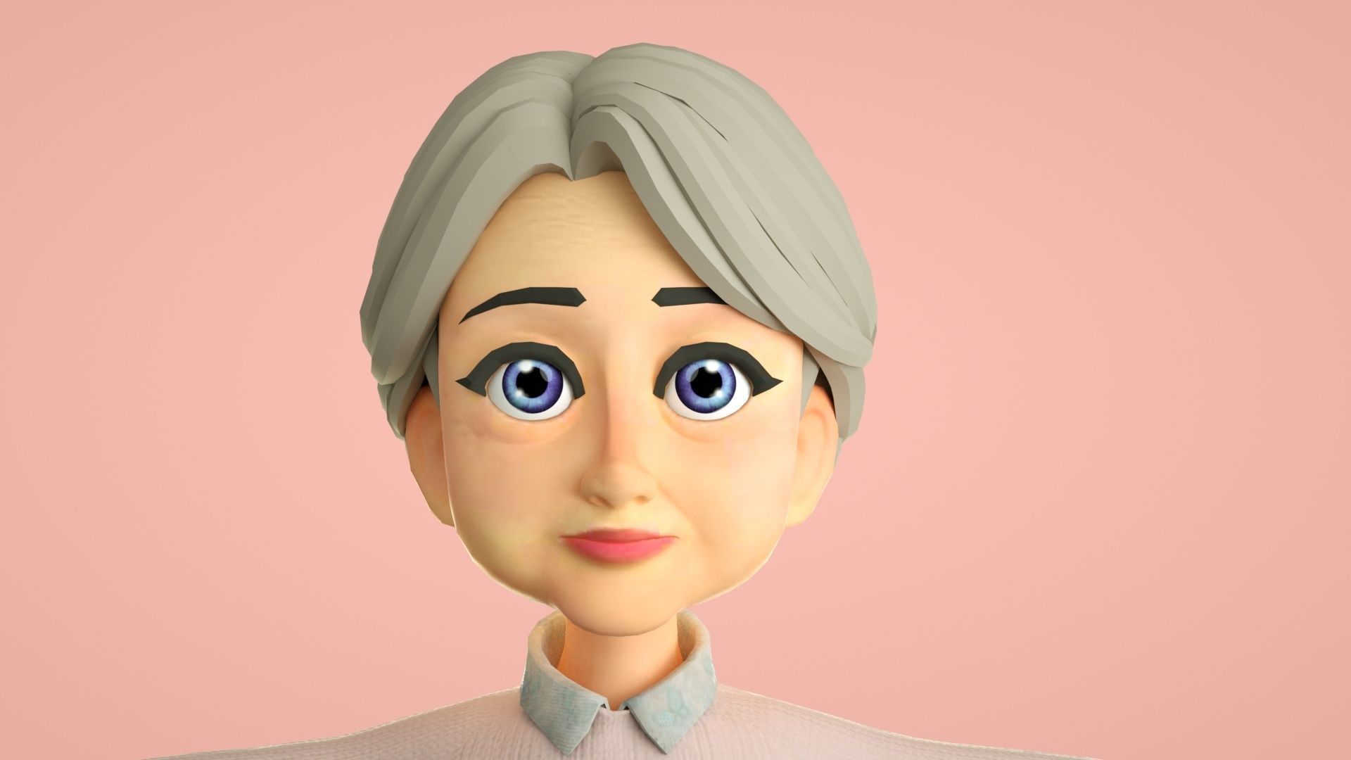 cartoon old lady old granny aunt aunt old man mother grandma 3D model ...
