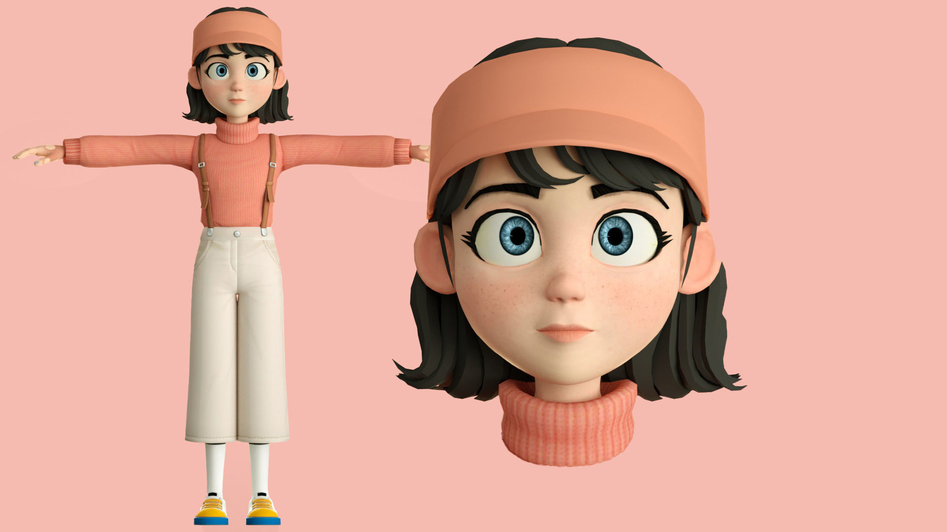 cartoon girl little girl little girl student 3D model | CGTrader