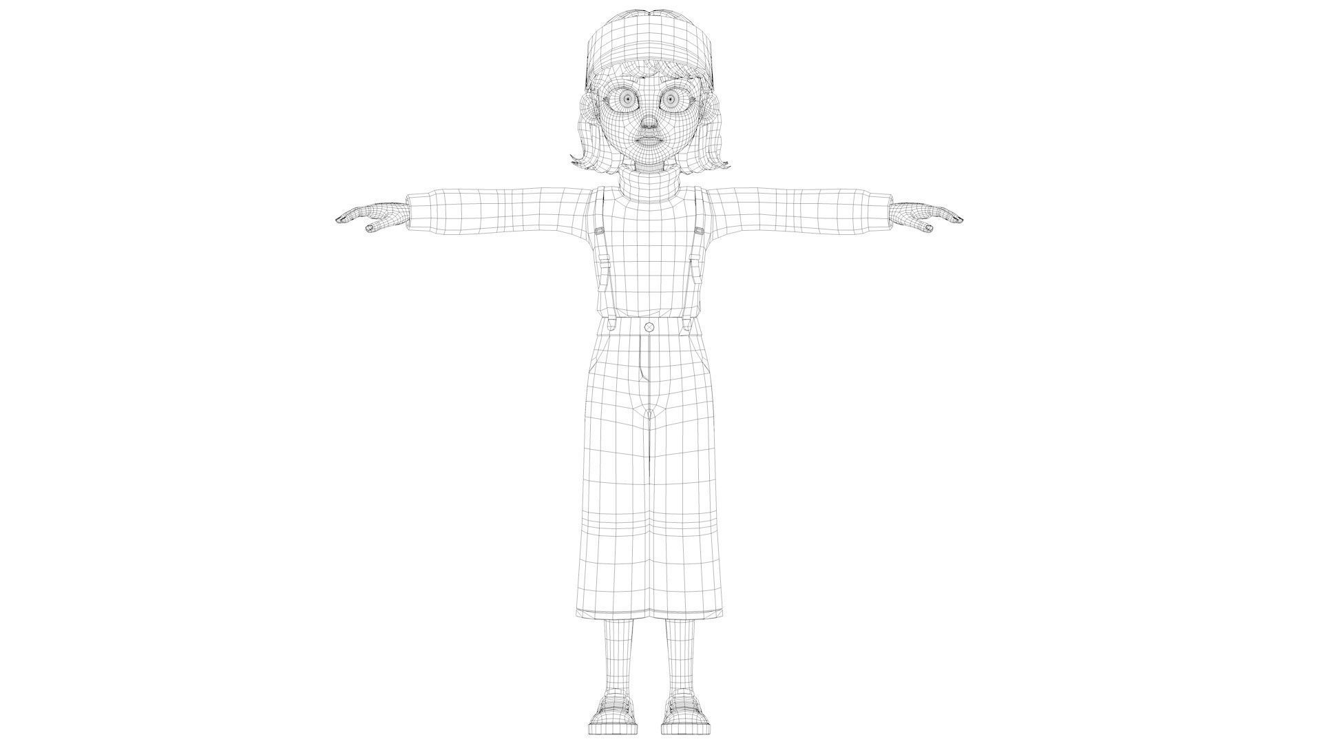 cartoon girl little girl little girl student 3D model | CGTrader