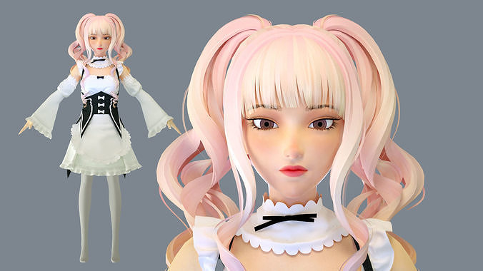 virtual idol maid servant maid 3D model | CGTrader