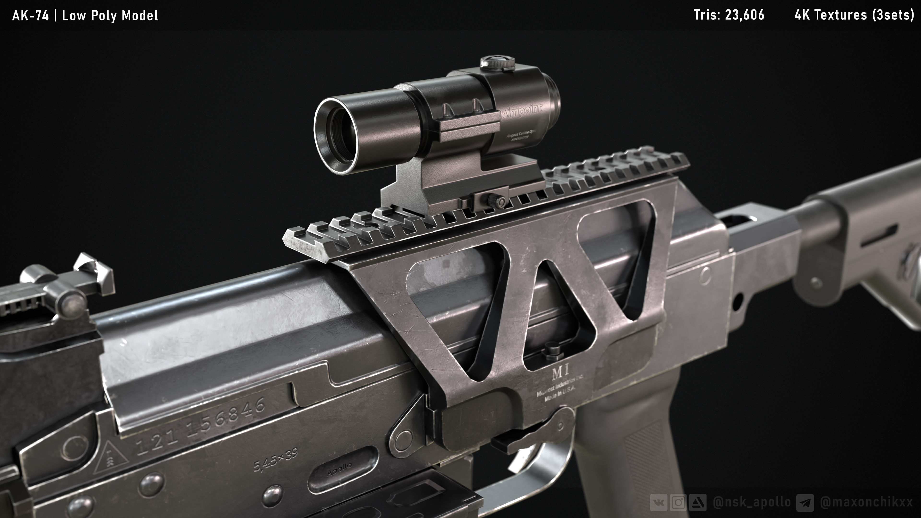 3D model Gameready AK-74 rifle VR / AR / low-poly | CGTrader