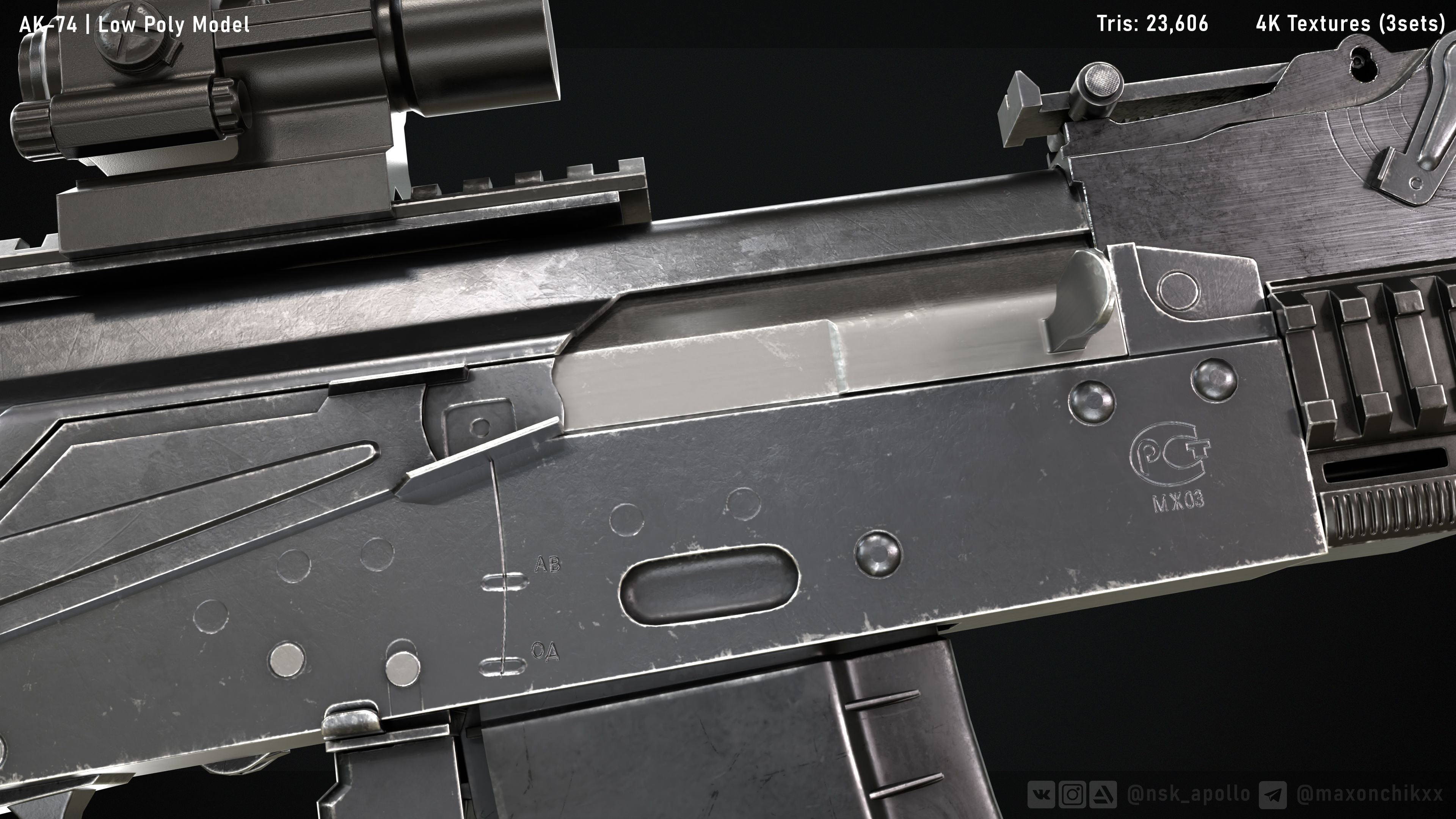 3D model Gameready AK-74 rifle VR / AR / low-poly | CGTrader