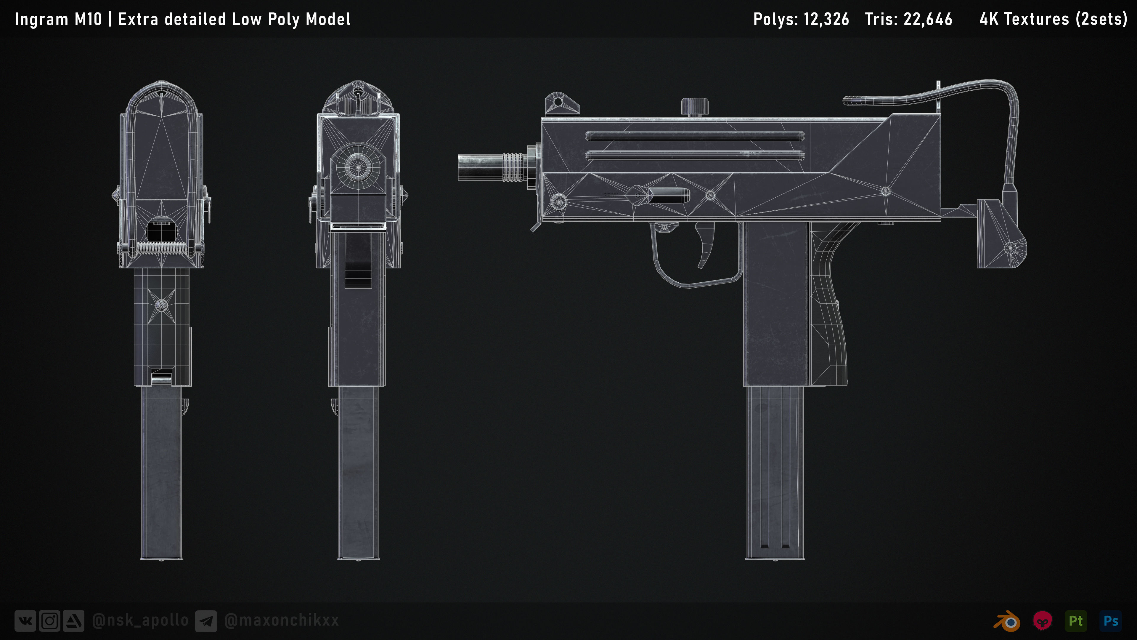 3D model Low-poly Ingram Mac10 VR / AR / low-poly | CGTrader
