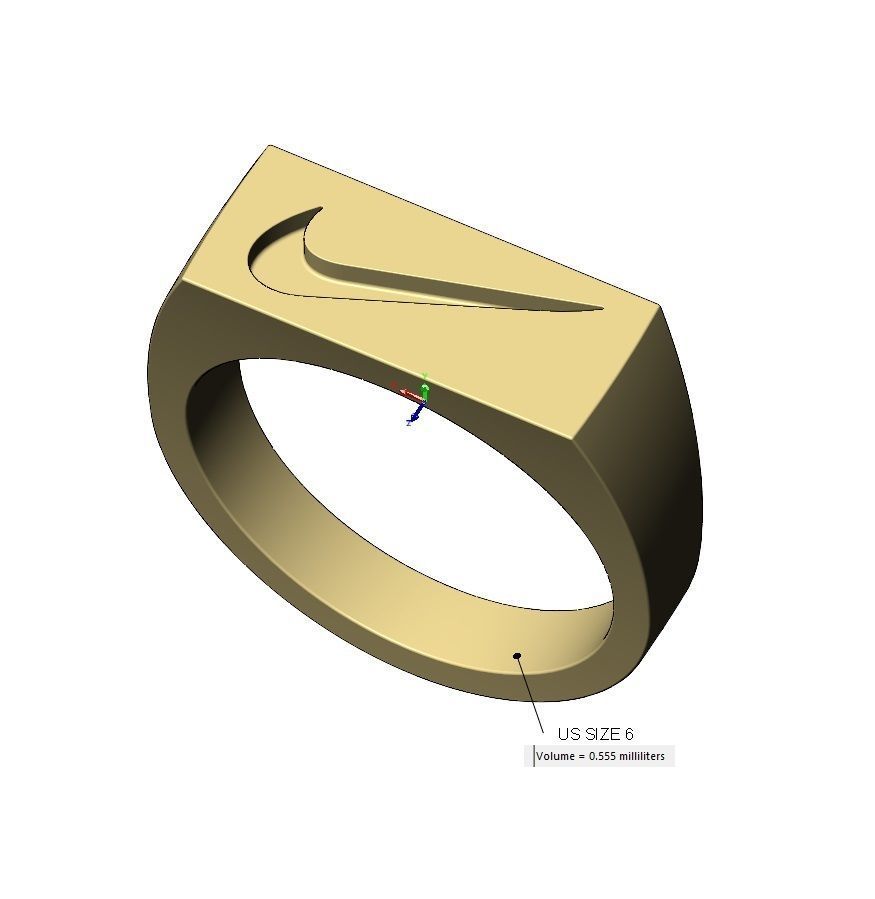 Rectangular Nike engraving signet US sizes 6to9 3D model 3D printable ...