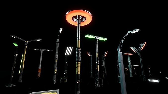 3D model Cyberpunk Street Lights VR / AR / low-poly | CGTrader