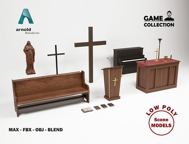 3D model Church Props VR / AR / low-poly | CGTrader