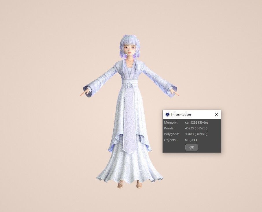 Cartoon Hanfu girl Hanfu chest-length skirt skirt skirt 3D model | CGTrader