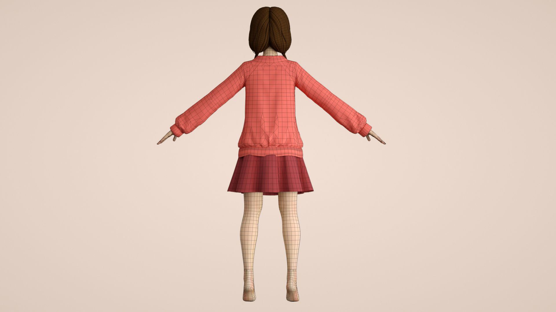 cartoon girl girl little girl student 3D model | CGTrader