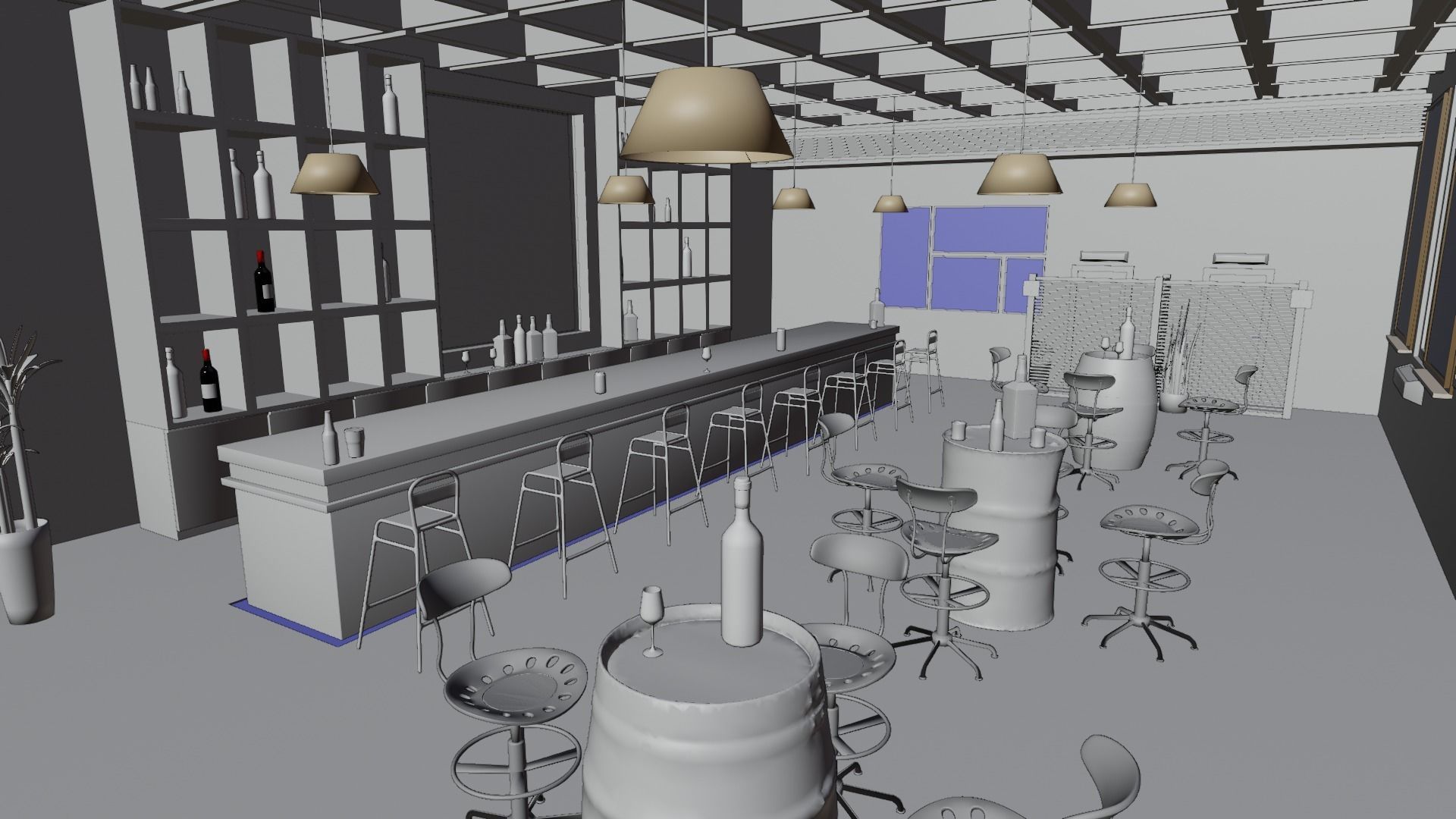 3D model Pub Bar Interior VR / AR / low-poly | CGTrader