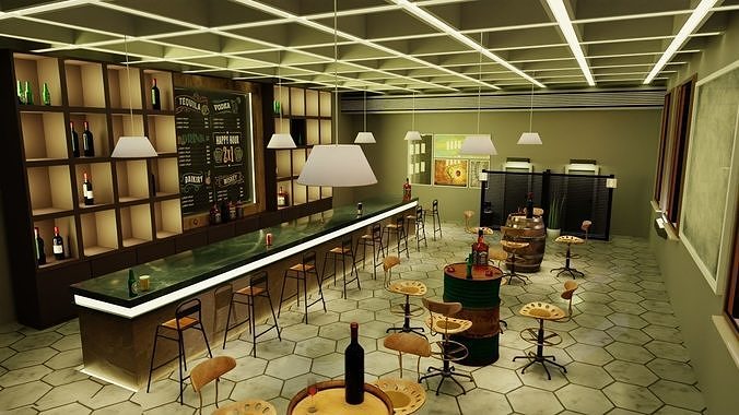3D model Pub Bar Interior VR / AR / low-poly | CGTrader