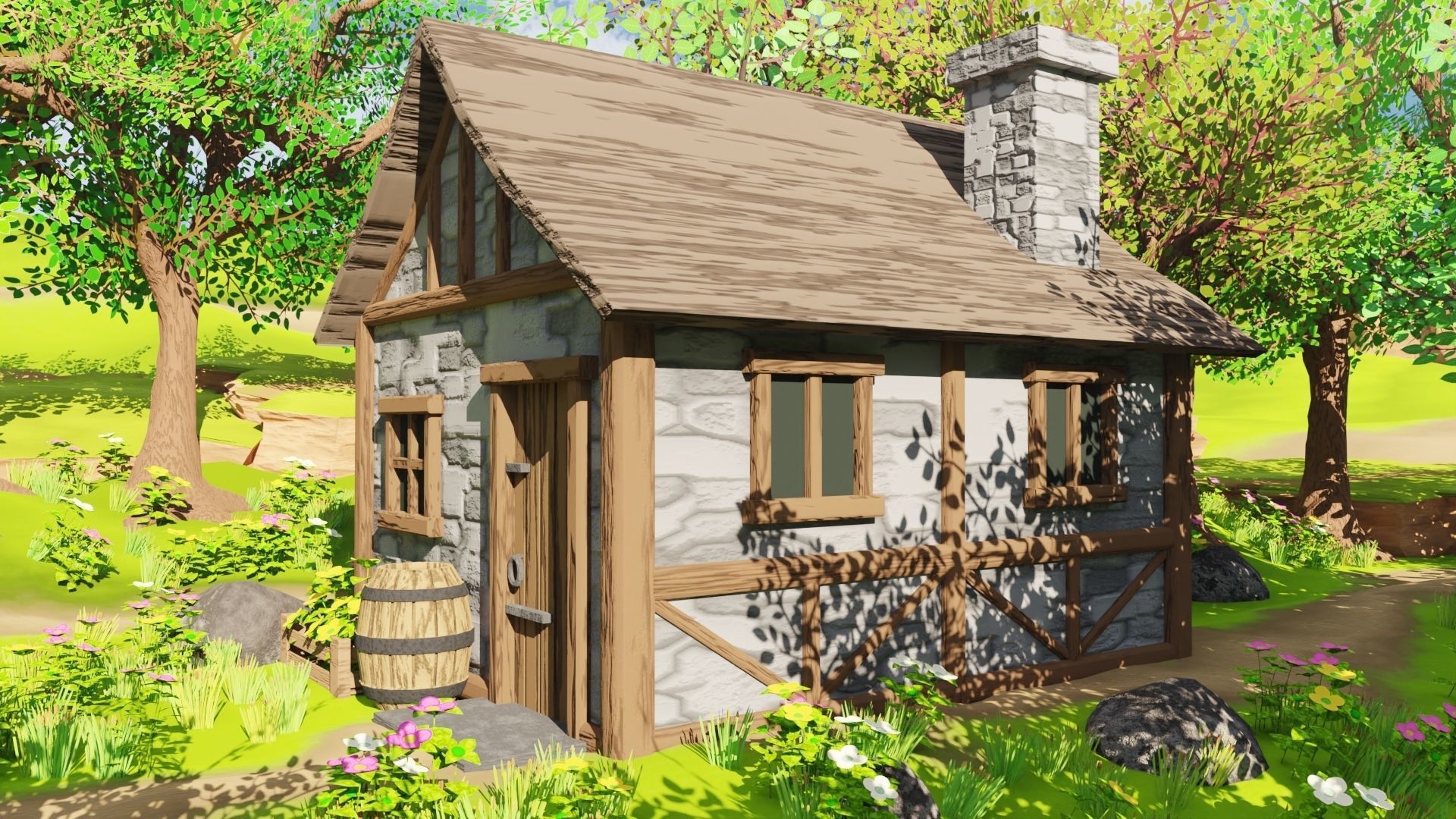 Medieval House In Forest 3D model | CGTrader