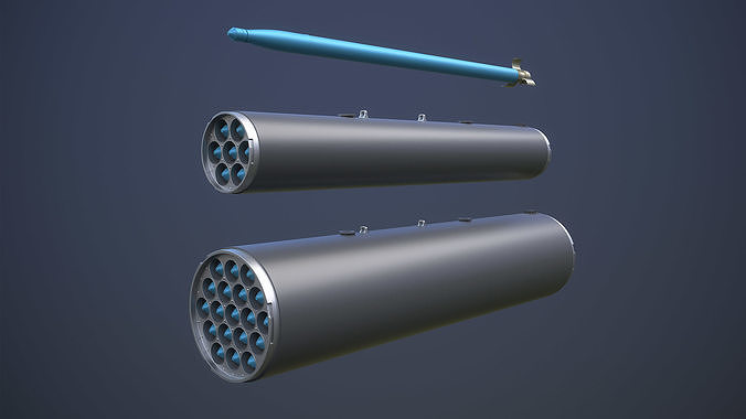 Hydra 70 missile with LAU-61 and LAU-68 launchers 3D model | CGTrader