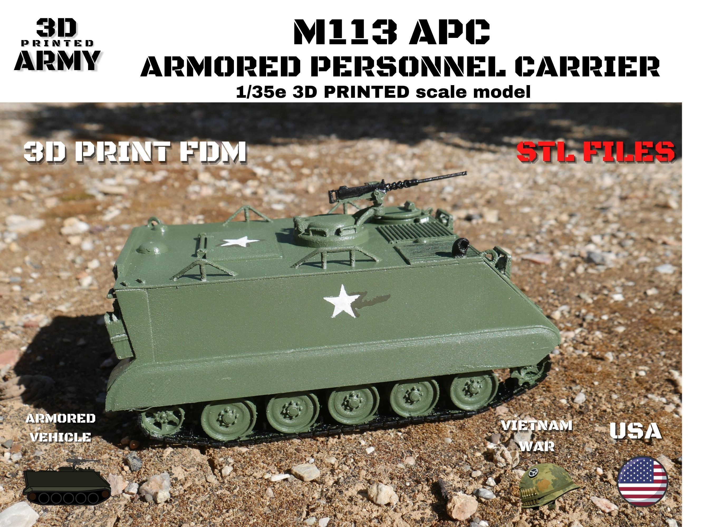 Armored vehicle M113 APC - STL files- vietnam war era 3D model 3D ...