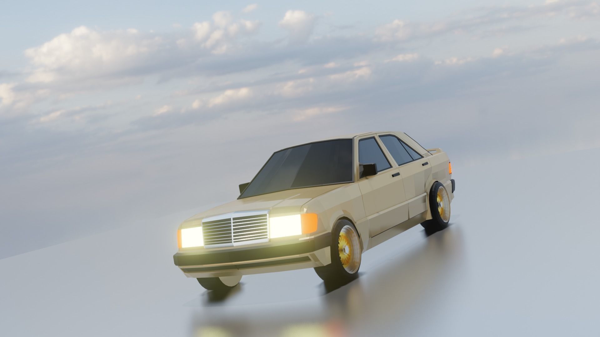 3D model Mercedes Benz 190 w201 low poly VR / AR / low-poly | CGTrader