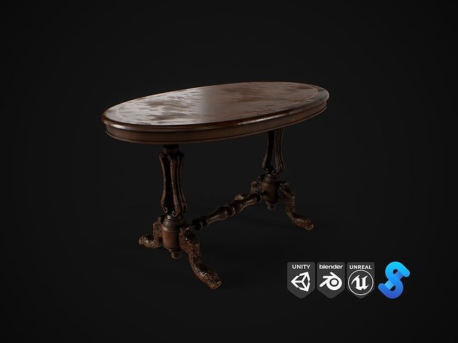 3D model Vintage Wooden Table game asset VR / AR / low-poly | CGTrader