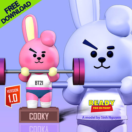 Cooky - BT21 Fanart free 3D model 3D printable | CGTrader