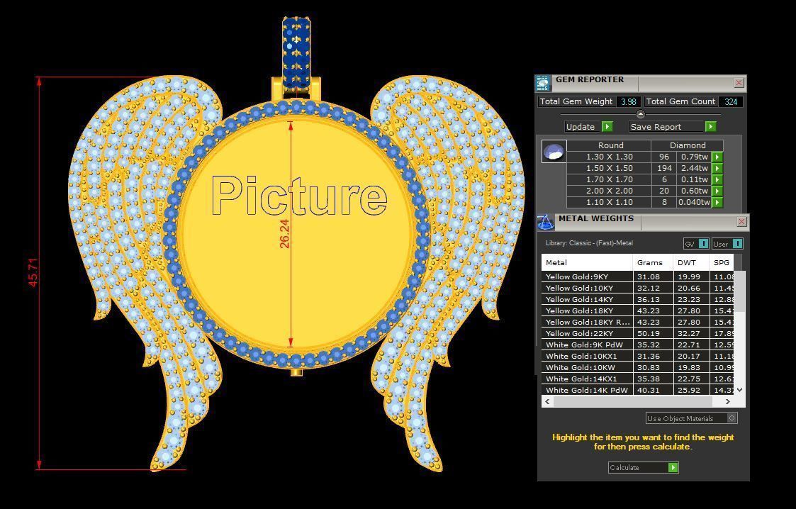 Wings circle picture pendant 3D model | CGTrader