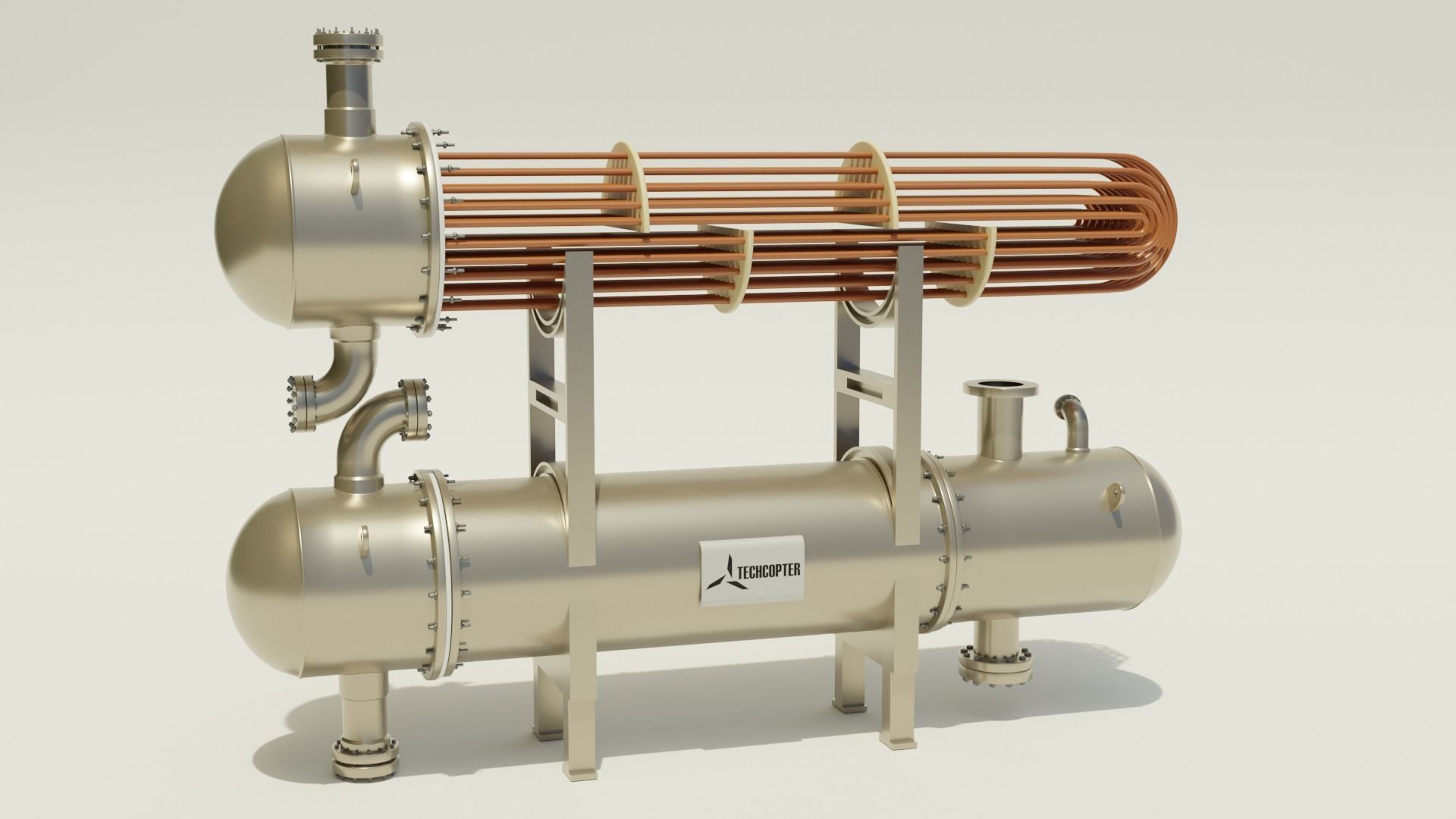 Shell and Tube Heat Exchanger 3D 3D model | CGTrader