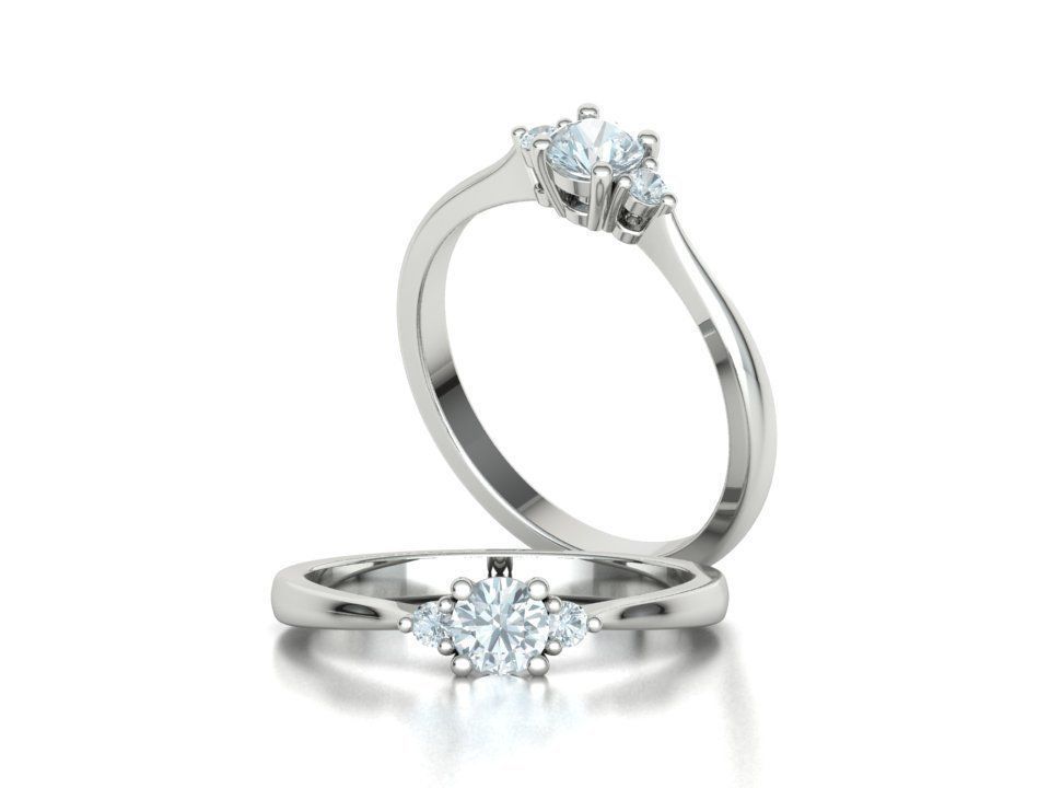 Birgit 3-stone Solitaire Rings Collection 30 pointer stone | CGTrader