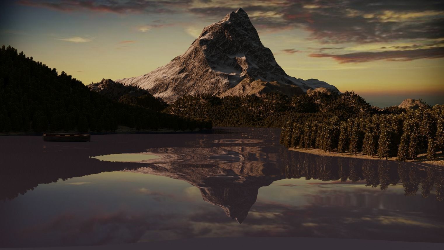 Landscape mountain reflecting in lake 3D model animated | CGTrader