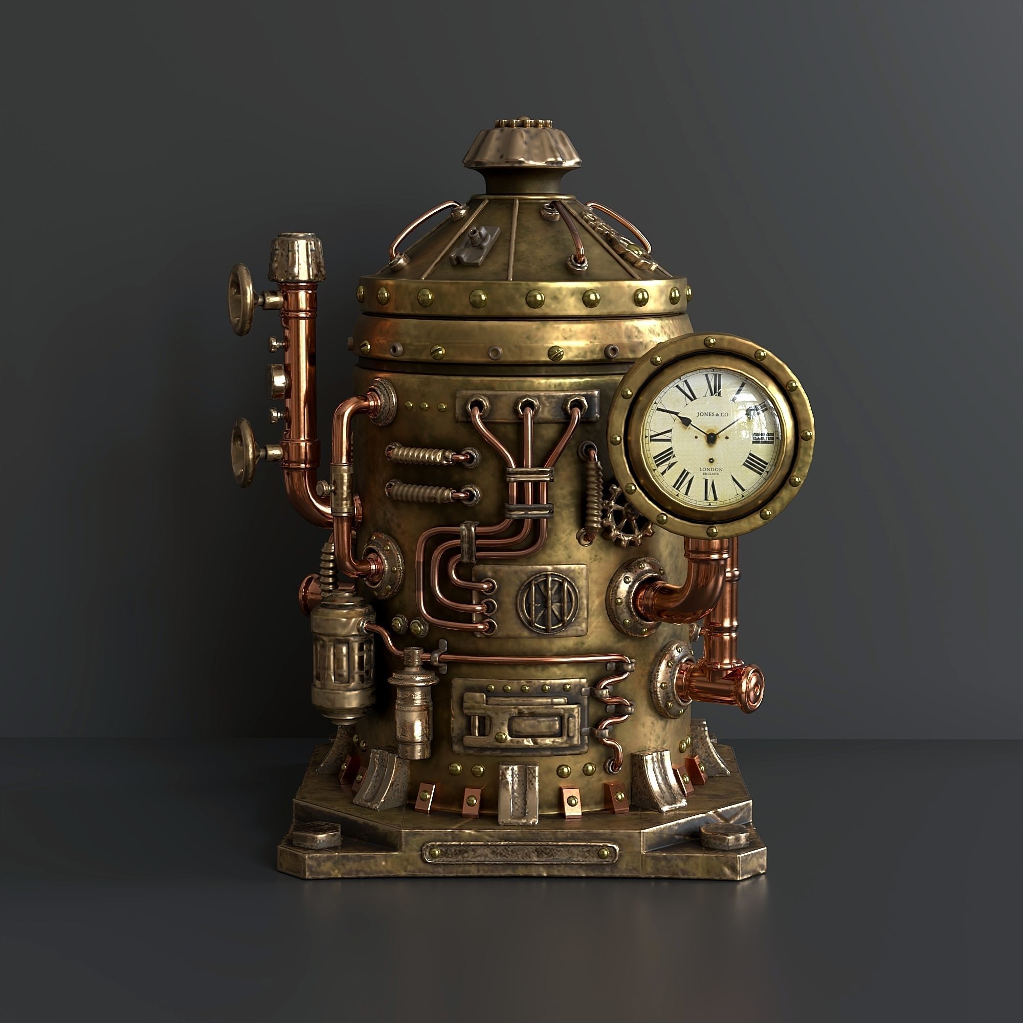 Steampunk desk clock box 3D model | CGTrader