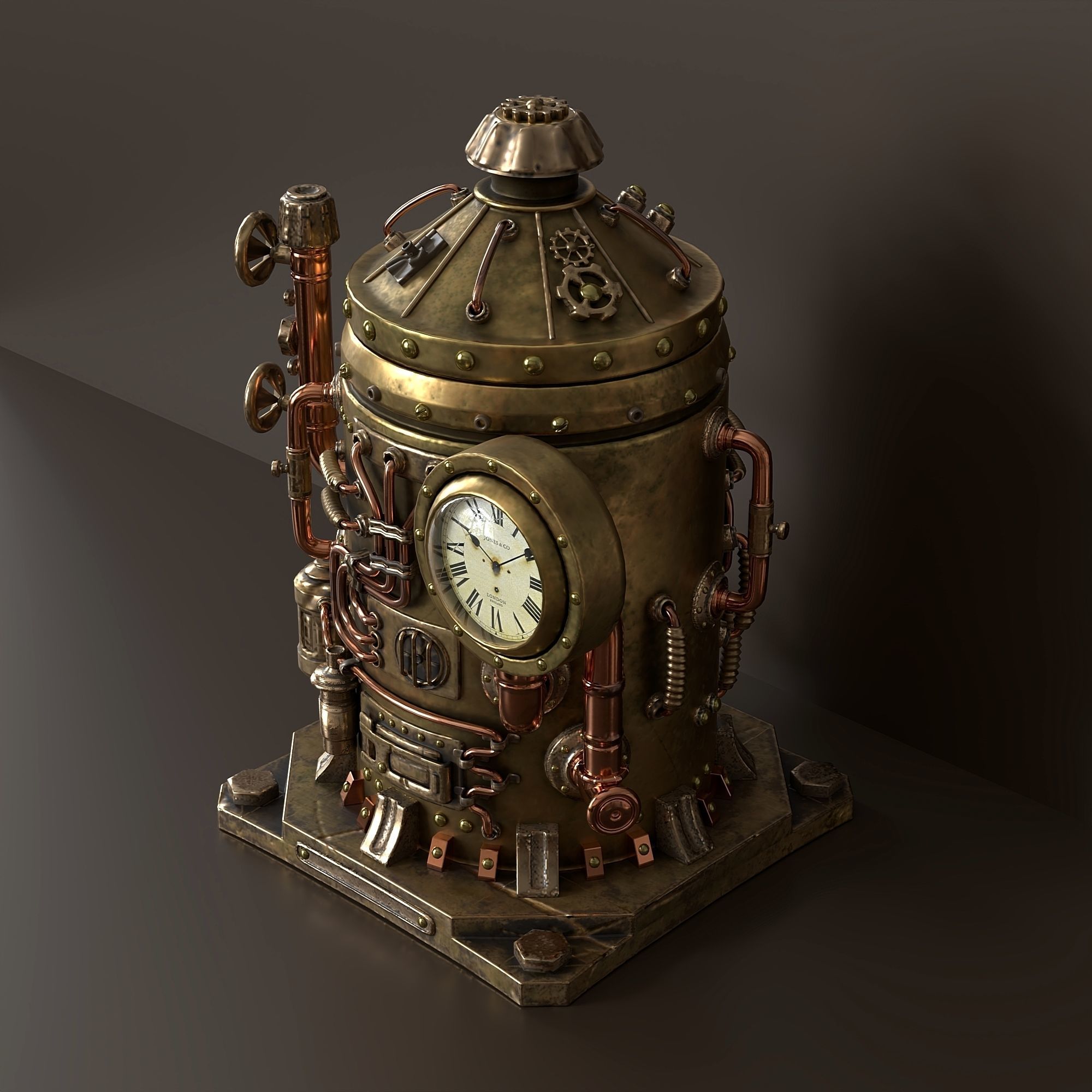 Steampunk desk clock box 3D model | CGTrader