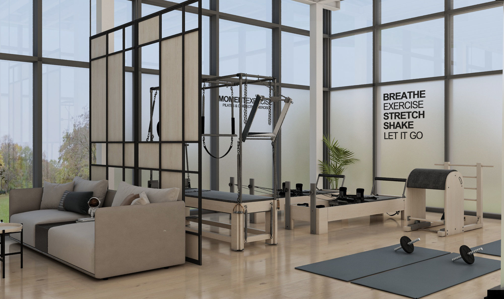 Modern Pilates Studio Interior Scene 3d Model 3D model | CGTrader