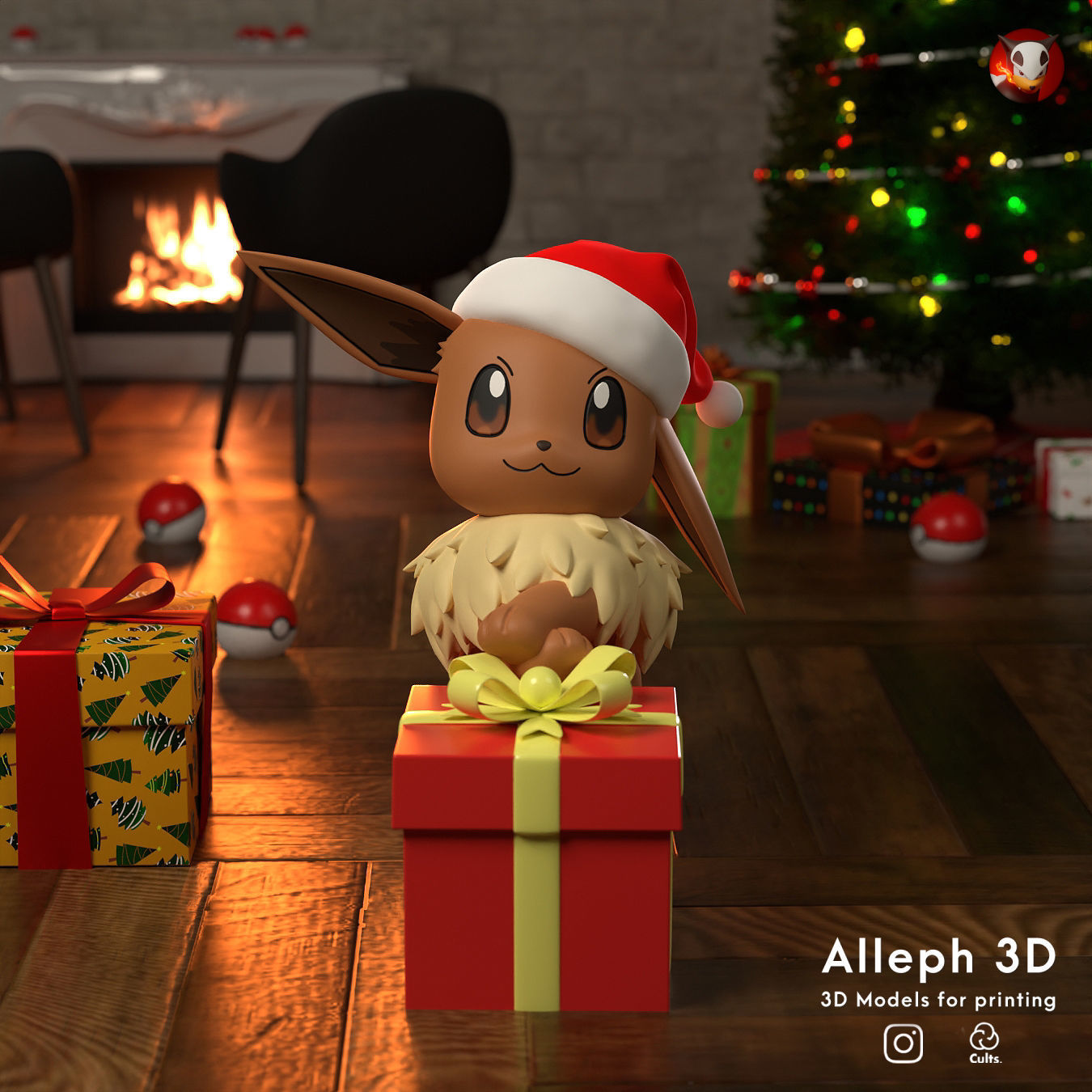 Pokemon eevee christmas 3D model 3D printable | CGTrader