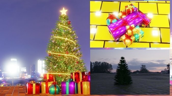 3D Model Collection CHRISTMAS TREE - GIFT BOXES - PLAIN CHRISTMAS TREE ...